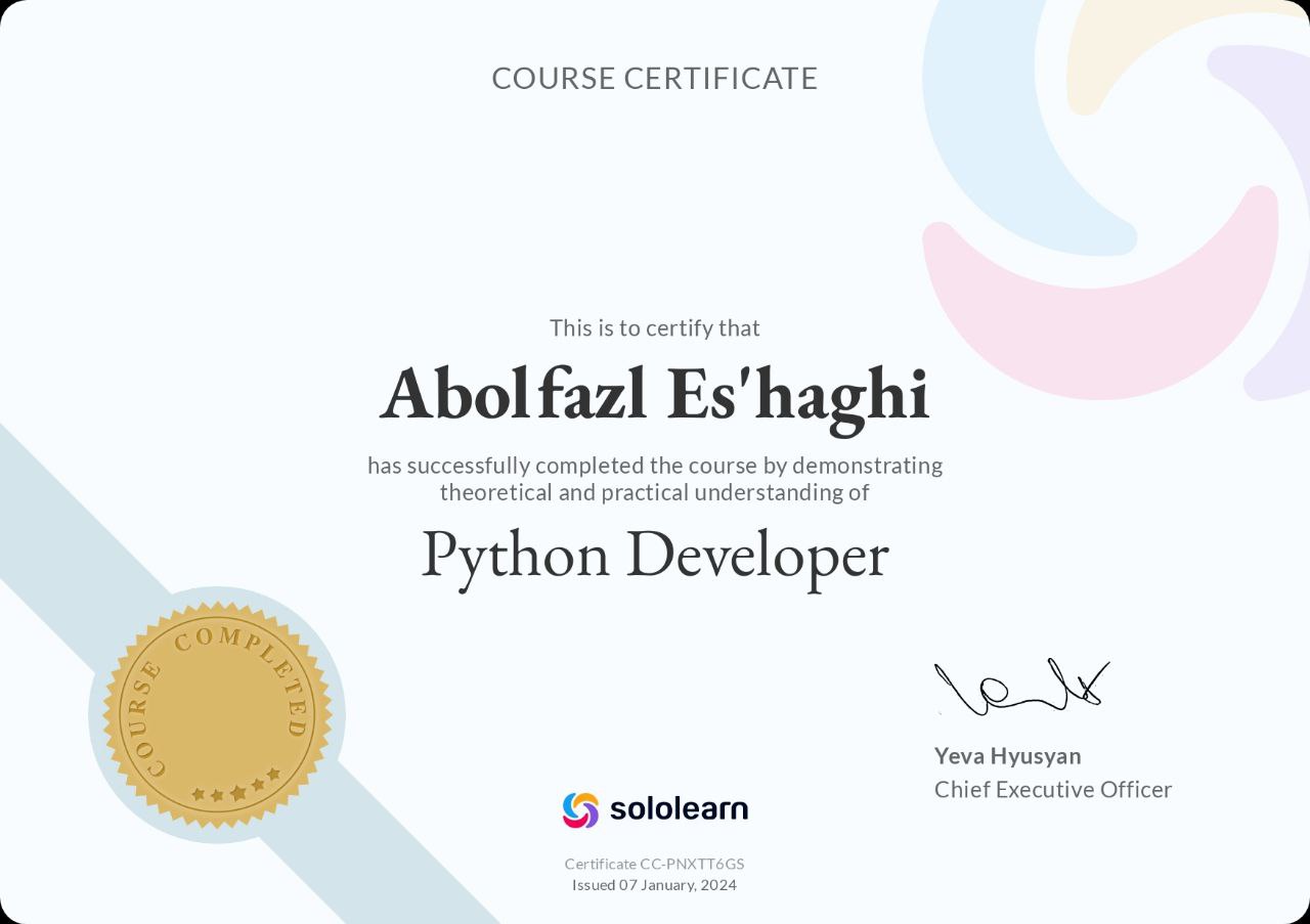 Abolfazl Es'haghi - Web Developer and Designer